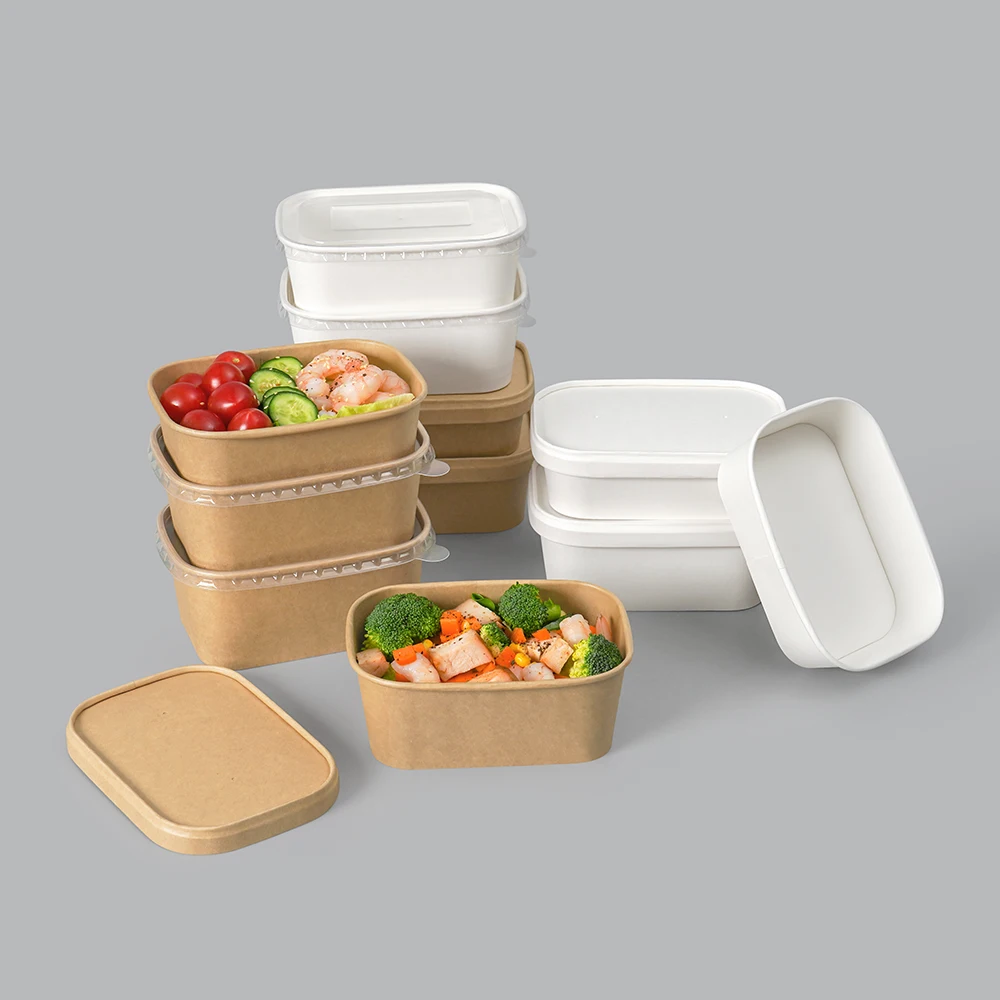 Disposable Waterproof Paper Food Containers Rectangle Paper Food ...
