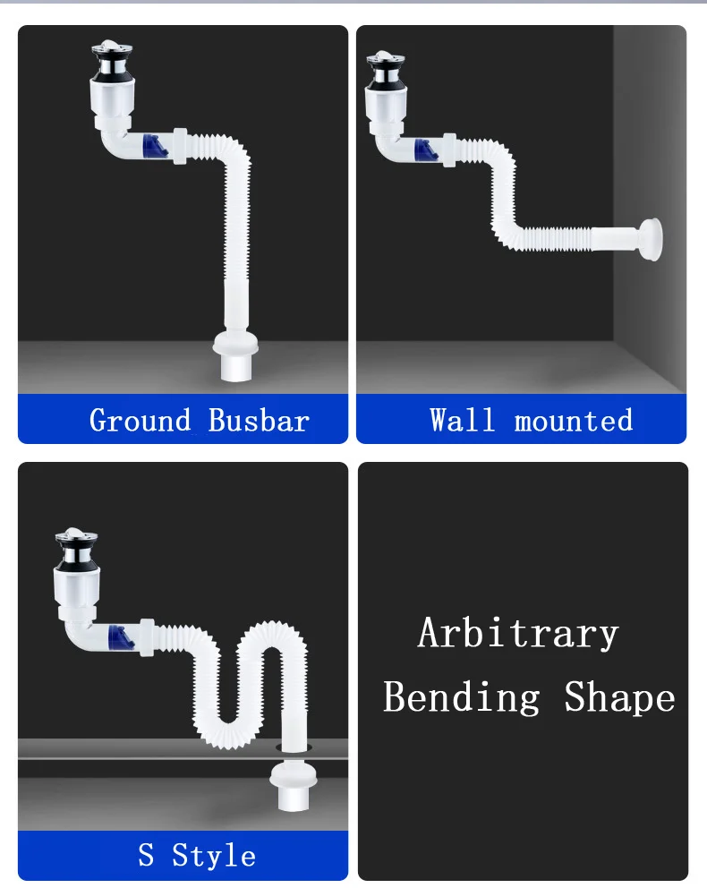 P Trap Basin Drain Flexible Plastic Drainage Pipe Fitting Kitchen Wash ...