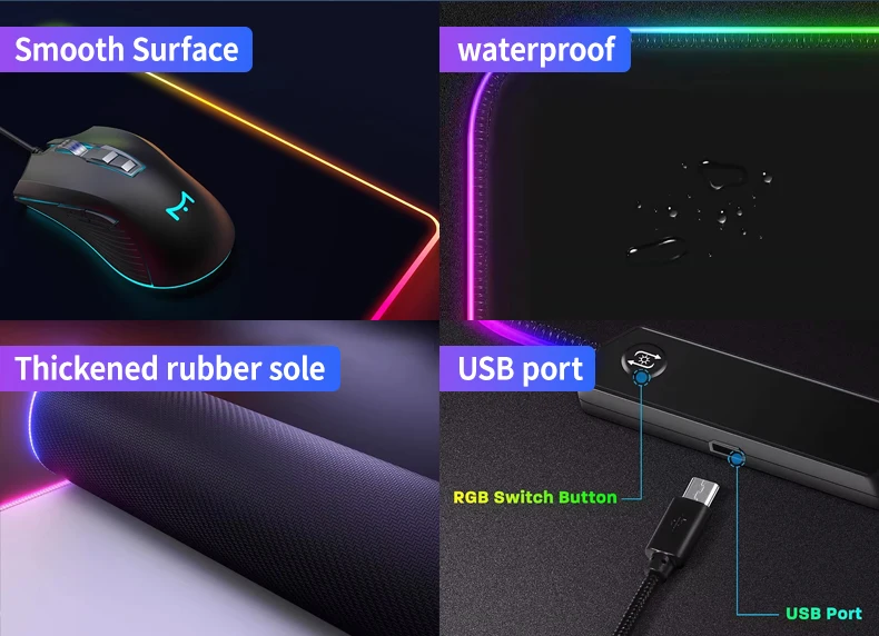 Ergonomic Gel Mouse Pad With Wrist Support & Rgb Lighting, Customized ...