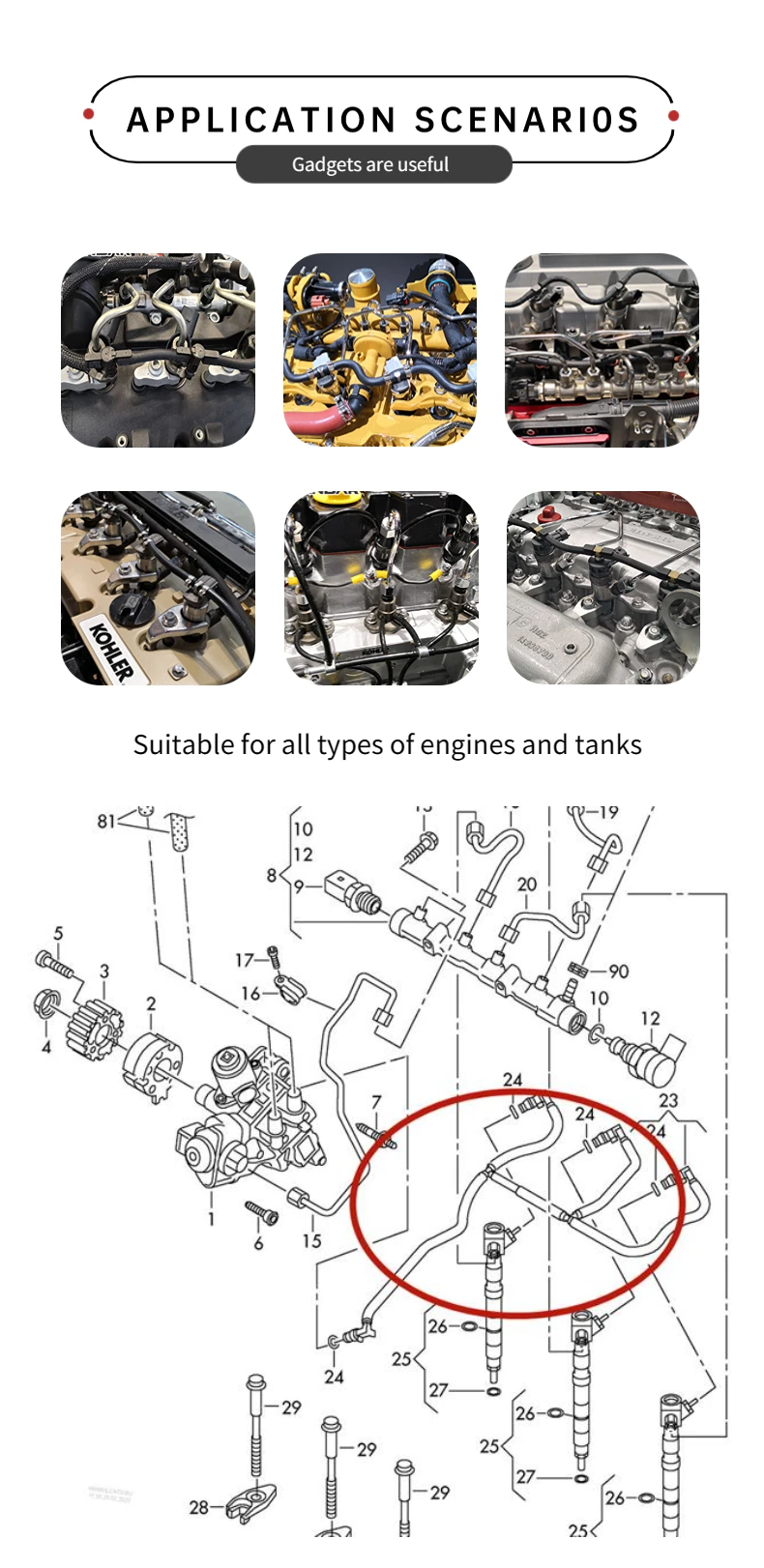 03p130235a Fuel Injector Overflow Leak Off Pipe Hose For Polo V (6r1 ...