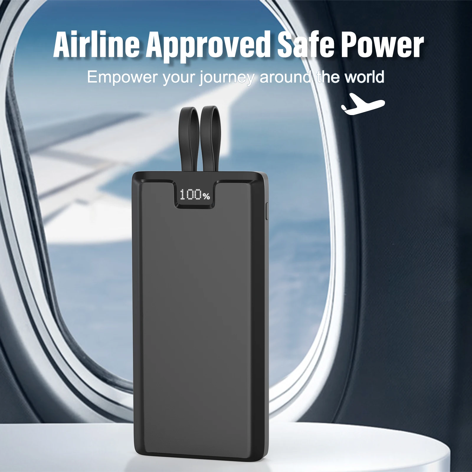 10000mah Power Bank Carrying Strap Design Built-in Cable Travel ...