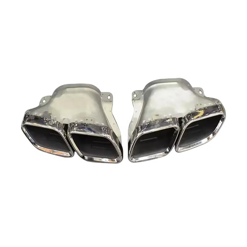 Silver Four-outlet Stainless Steel Rectangle Exhaust Tip For Mercedes ...