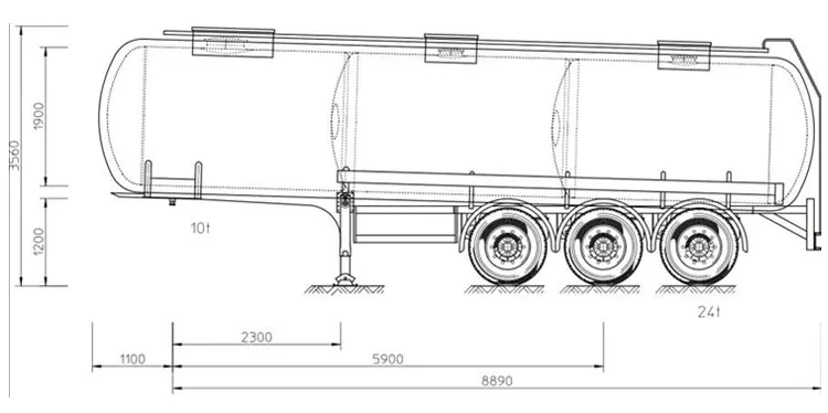 Oil Tanker 40ft 20ft Flatbed Chassis 70 Ton Stainless Steel