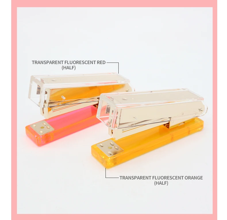 Luxury Metal Office Stationery Gradient Color Acrylic Gold Stapler Hand ...