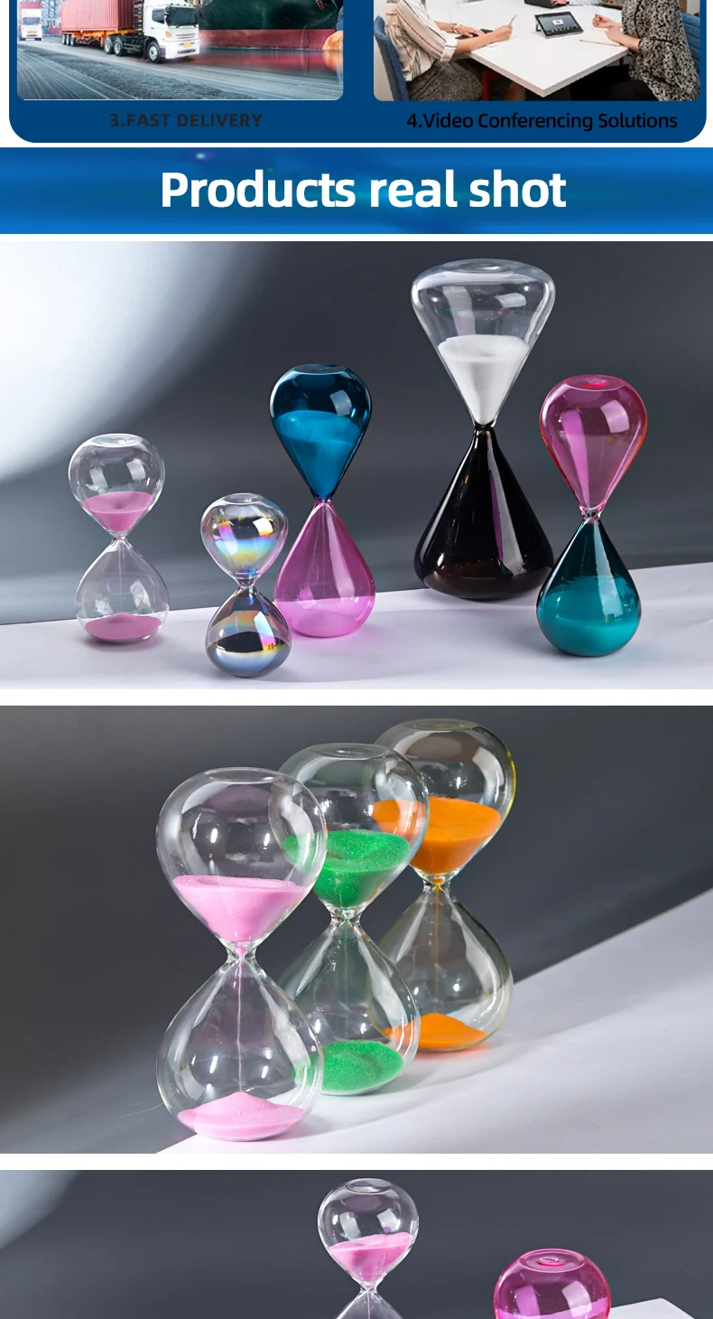 Customize Transparent Hand Blown Colored Glass Sand Clock Hourglass ...