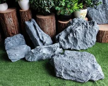 Hot Resin Fiberglass Indoor Artificial Rocks Hollow Stone For Home ...