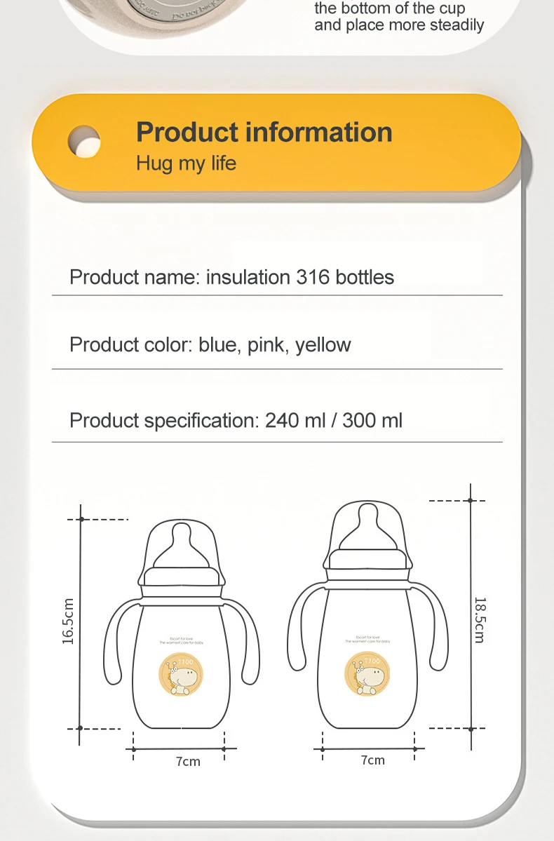 Portable Lock In Heat Newborn Baby Feeding Bottle Double-wall Vacuum ...