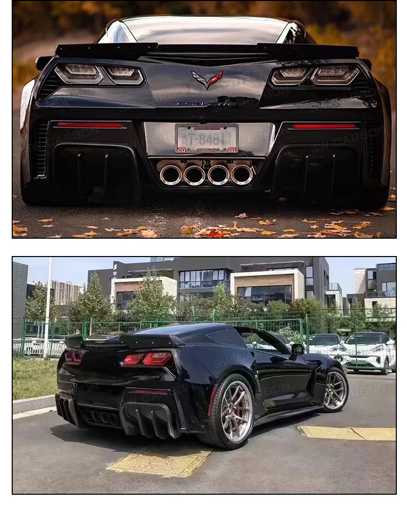 2013-2019 for Chevrolet Corvette C7 Carbon Fiber Rear Diffuser with ...