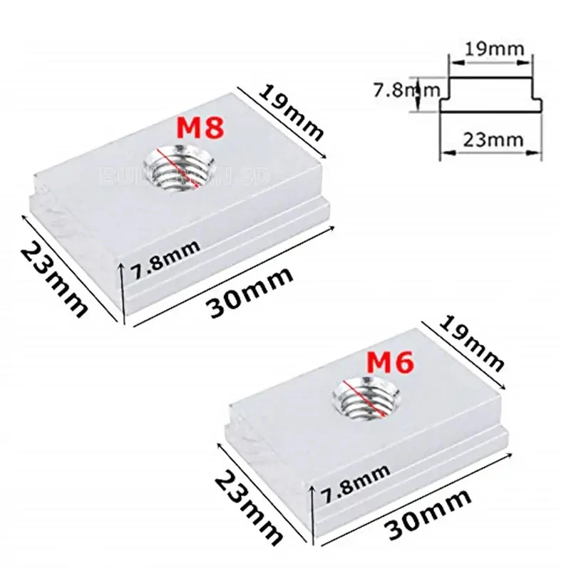 Aluminum M6/M8 T-Track Slider Sliding T-Nut for Woodworking