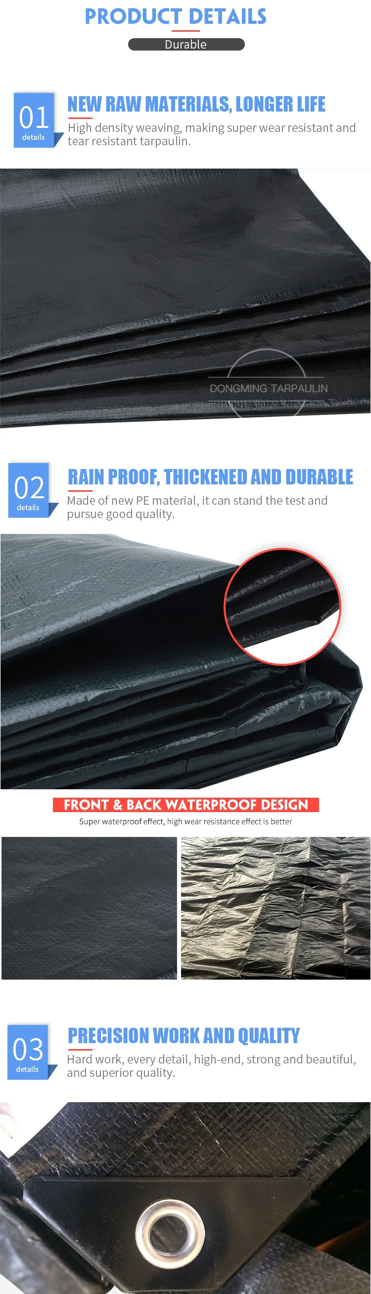 100% Waterproof Black and White Pe Tarpaulin Transparent Plastic Canvas ...