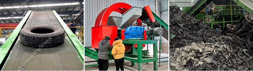 Fully Automatic Waste Tire Recycling Rubber Granule Tire Shredder Machine To Make Crumb Rubber ...