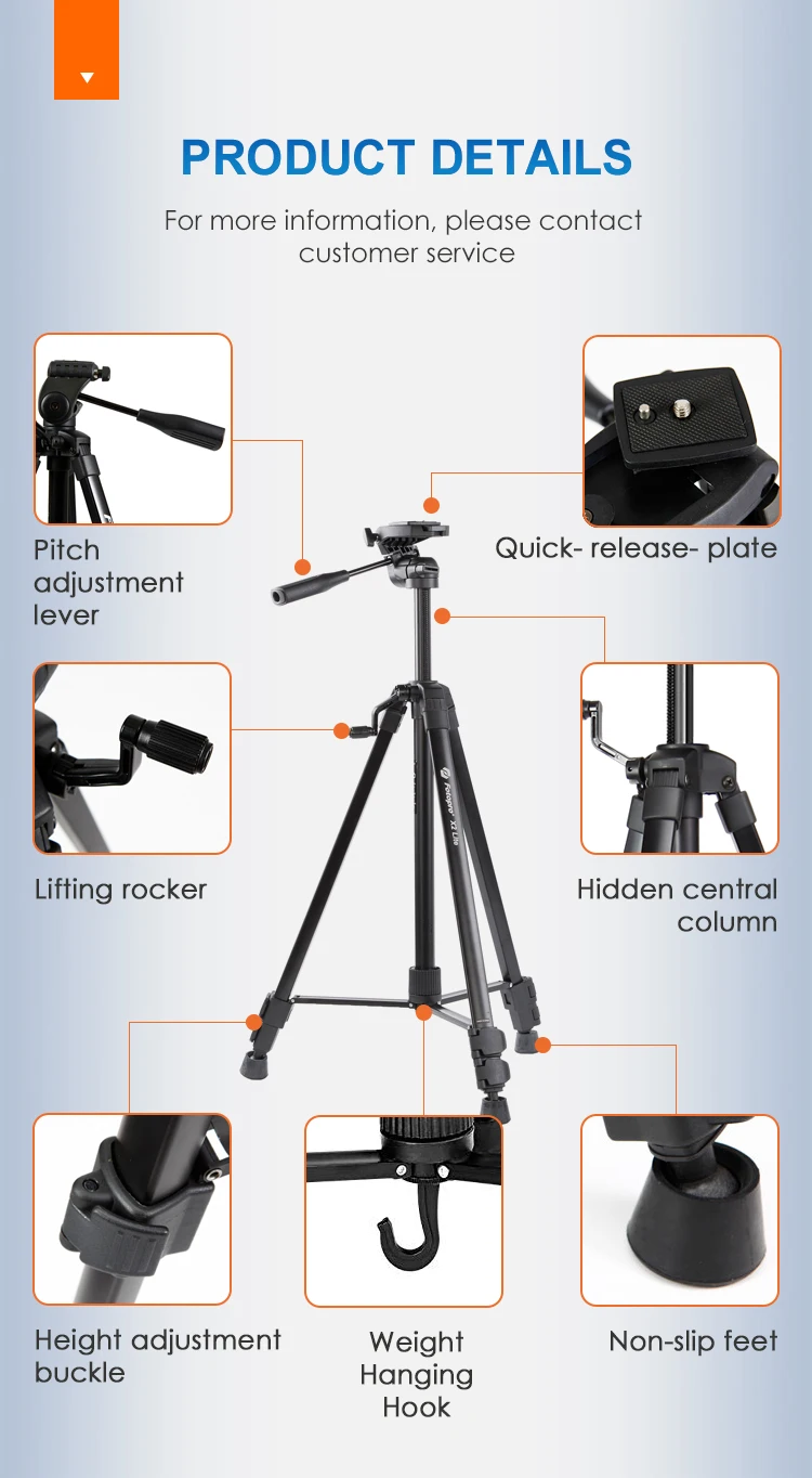 Fotopro X2 Lite - Lightweight Portable Extendable Tripod