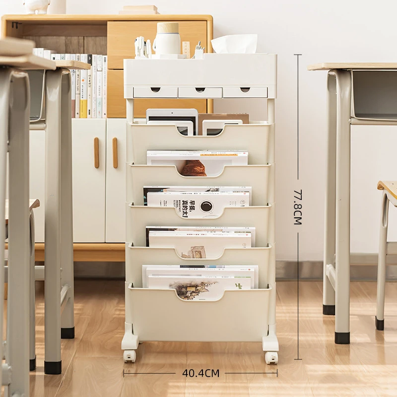 5 Layer Bookshelf Holder With Wheel Book Organizing Rack Cart With ...