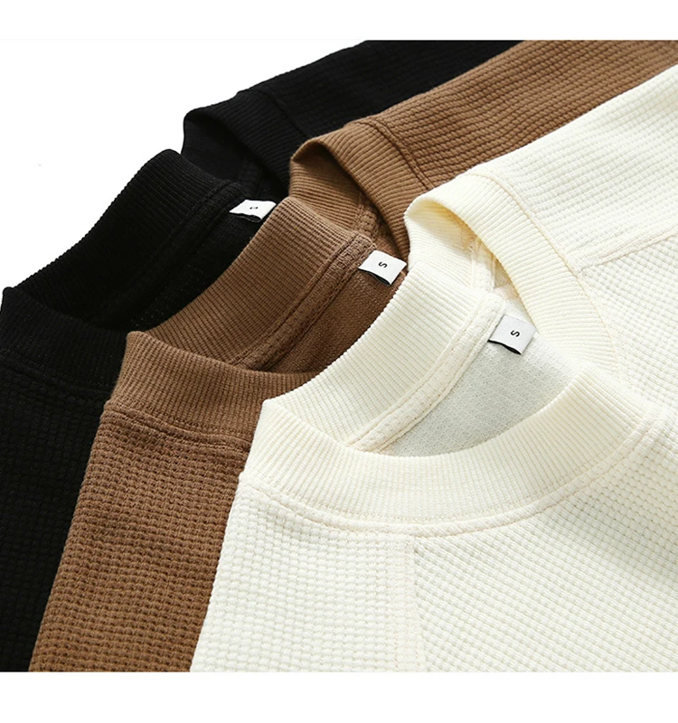 Wholesale Blank Knit 100% Cotton Waffle Raglan T Shirt