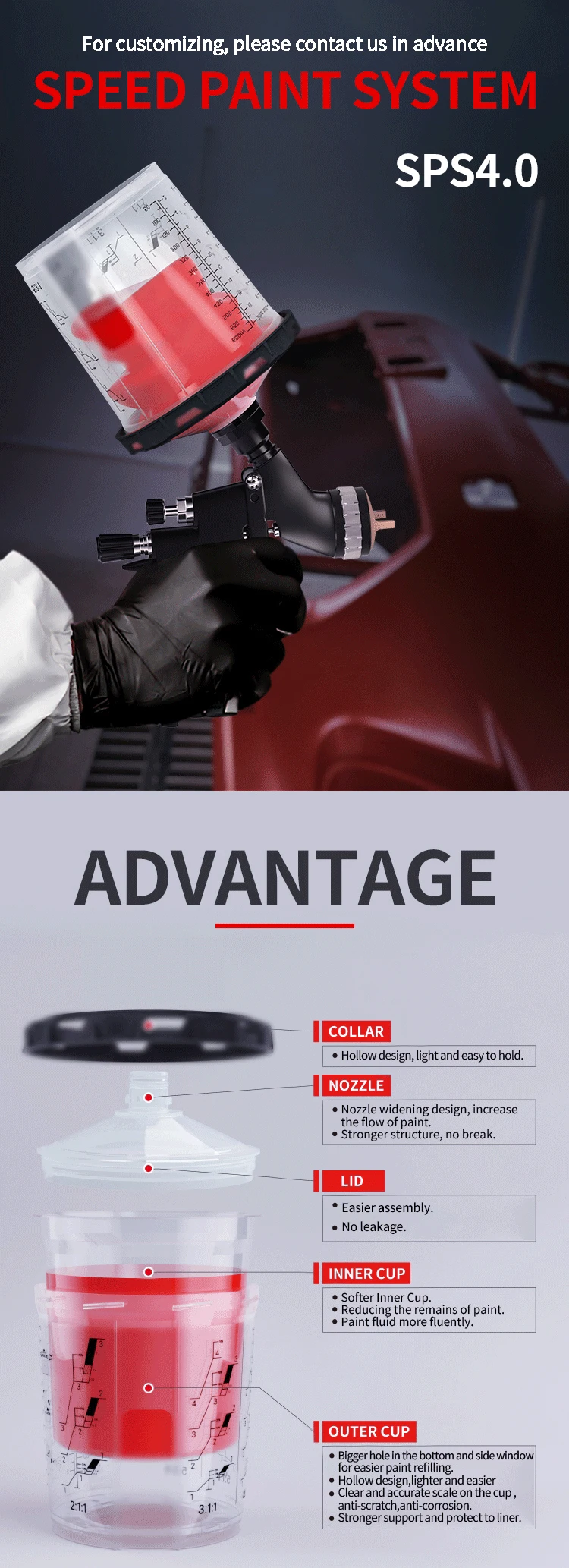 Disposable Spray Gun Upper Can 180ml No-clean Paint Mixing Plastic Cup ...