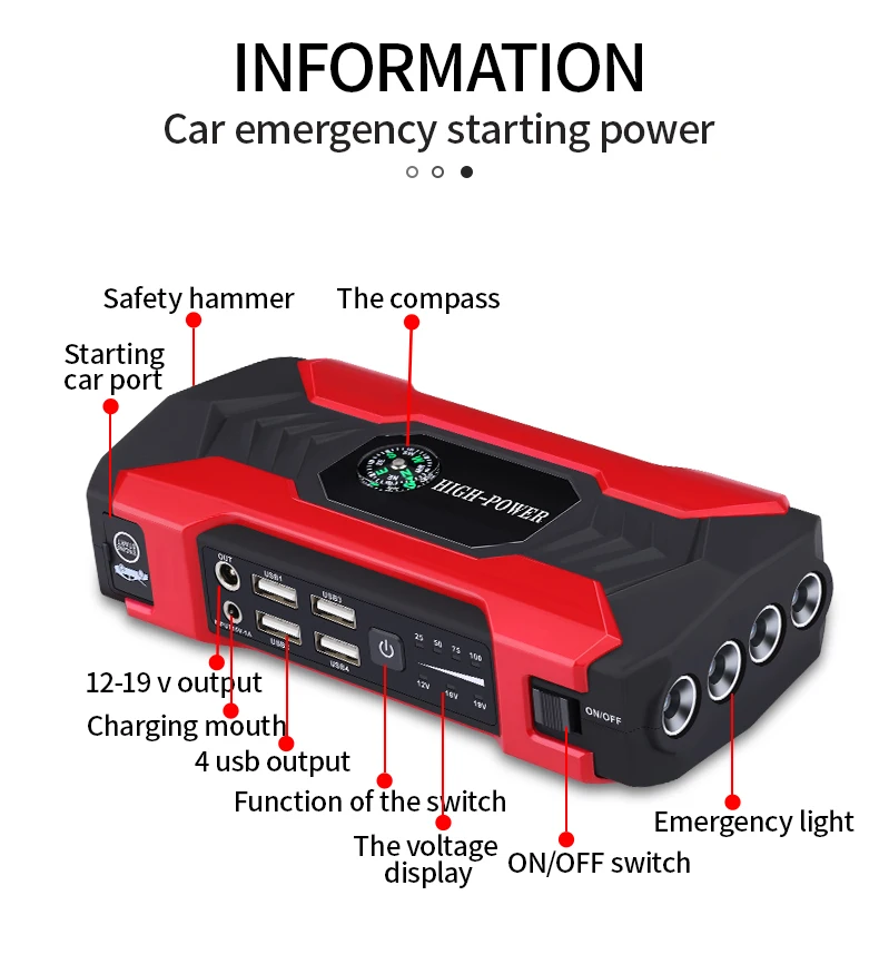 Car Power Bank - 12V Emergency Jump Starter & Power Supply