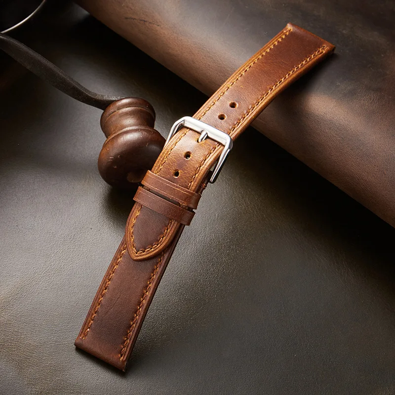 18mm 19mm 20mm 21mm 22mm Vintage Genuine Leather Watch Strap Glossy ...