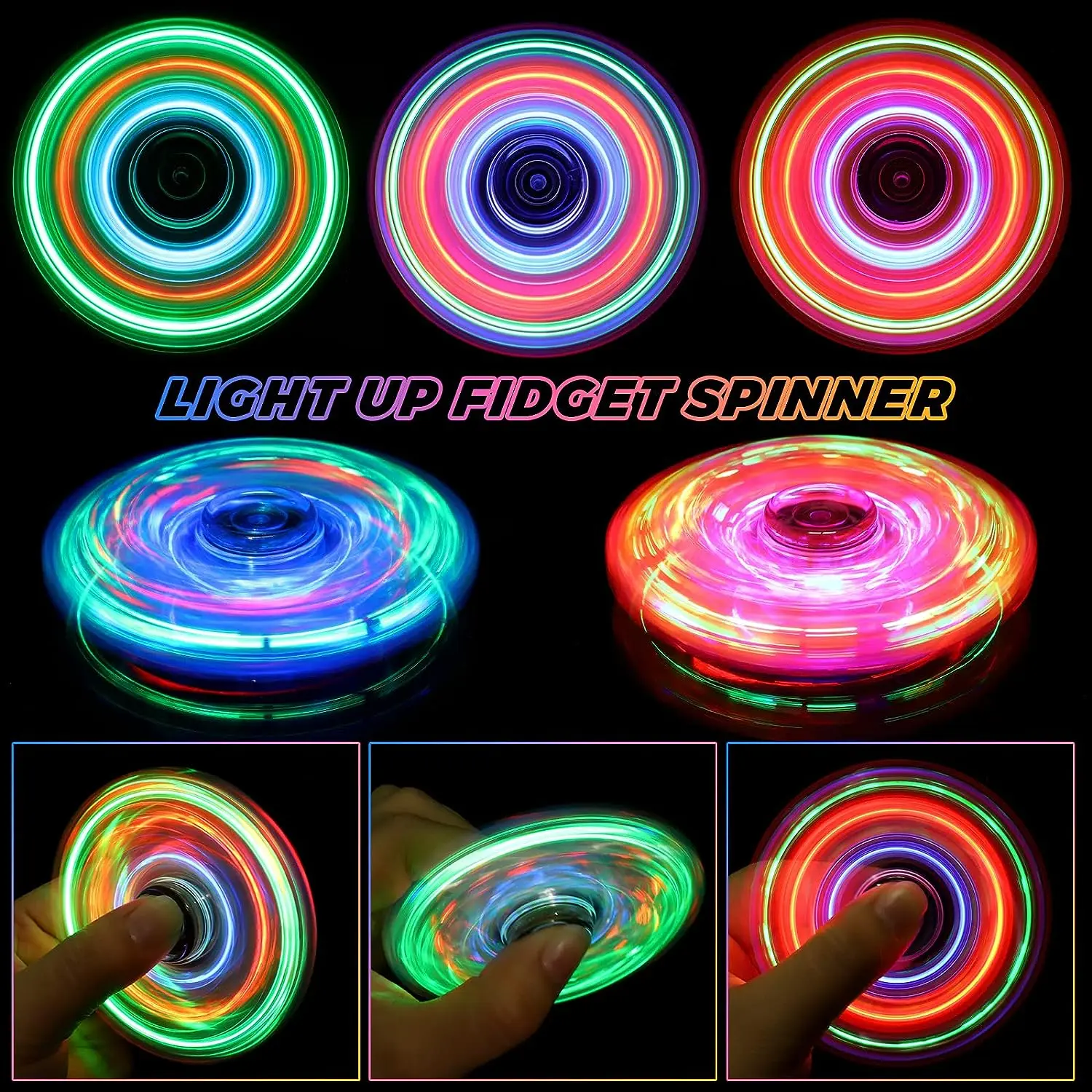 Crystal Gyroscope Fingertip Spinner Light up LED Luminous Transparent ...