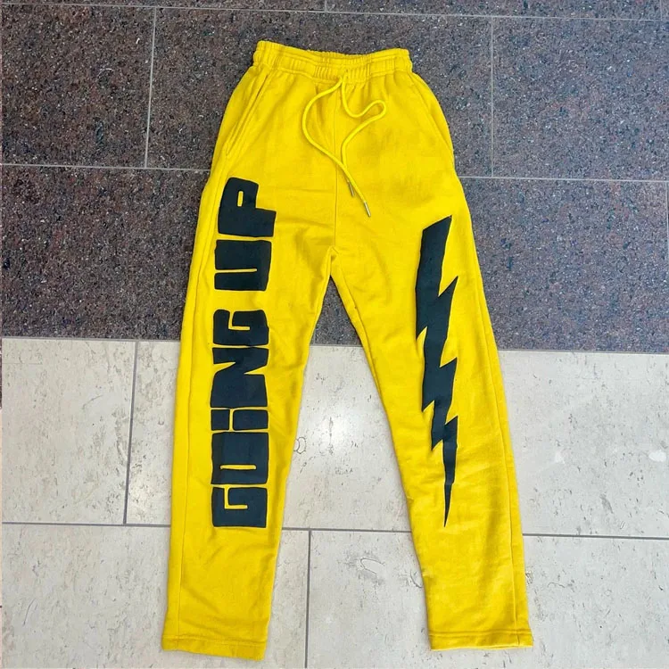 Custom Mens Puff Printing Pants Letter Puff Printed Sweatpants Cotton ...