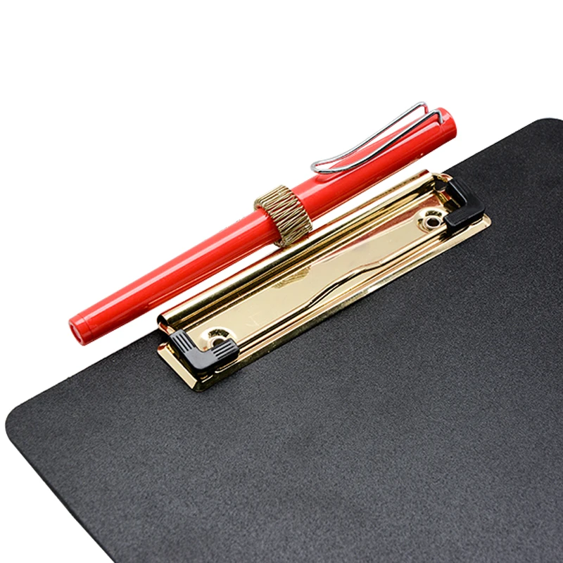 RINGNOTE A4 Clipboard with Pen Holder - Gold Metal Clip