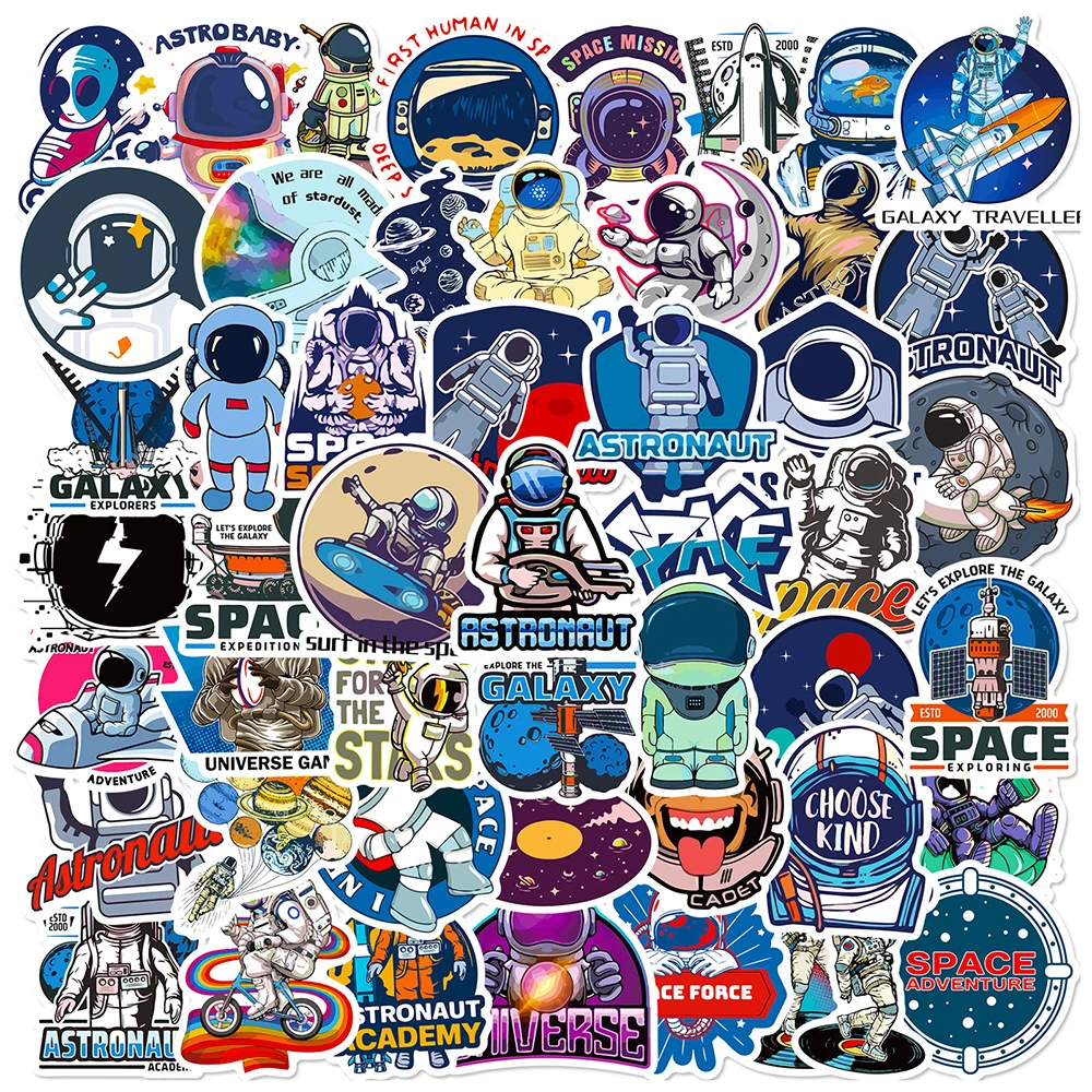 50pcs Cool Space Astronaut Stickers Luggage Laptop Guitar Waterproof ...