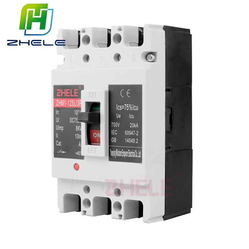 Zhele Dc Solar Mccb Pv Molded Circuit Breaker 2 Pole 3p 4p 63a 80a 100a 125a 250a 750v 1000v Dc ...