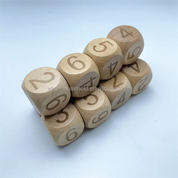 Custom 30mm Natural Wooden Digital Dice For Board Games Oem