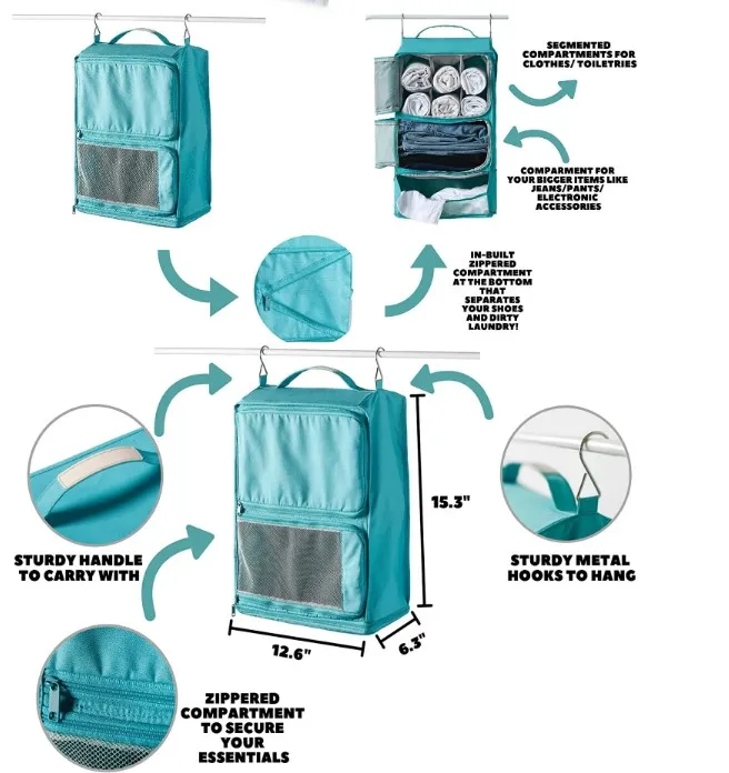 Custom Hanging Organizer Bag Durable Nylon Hanging Mesh Luggage Bag ...