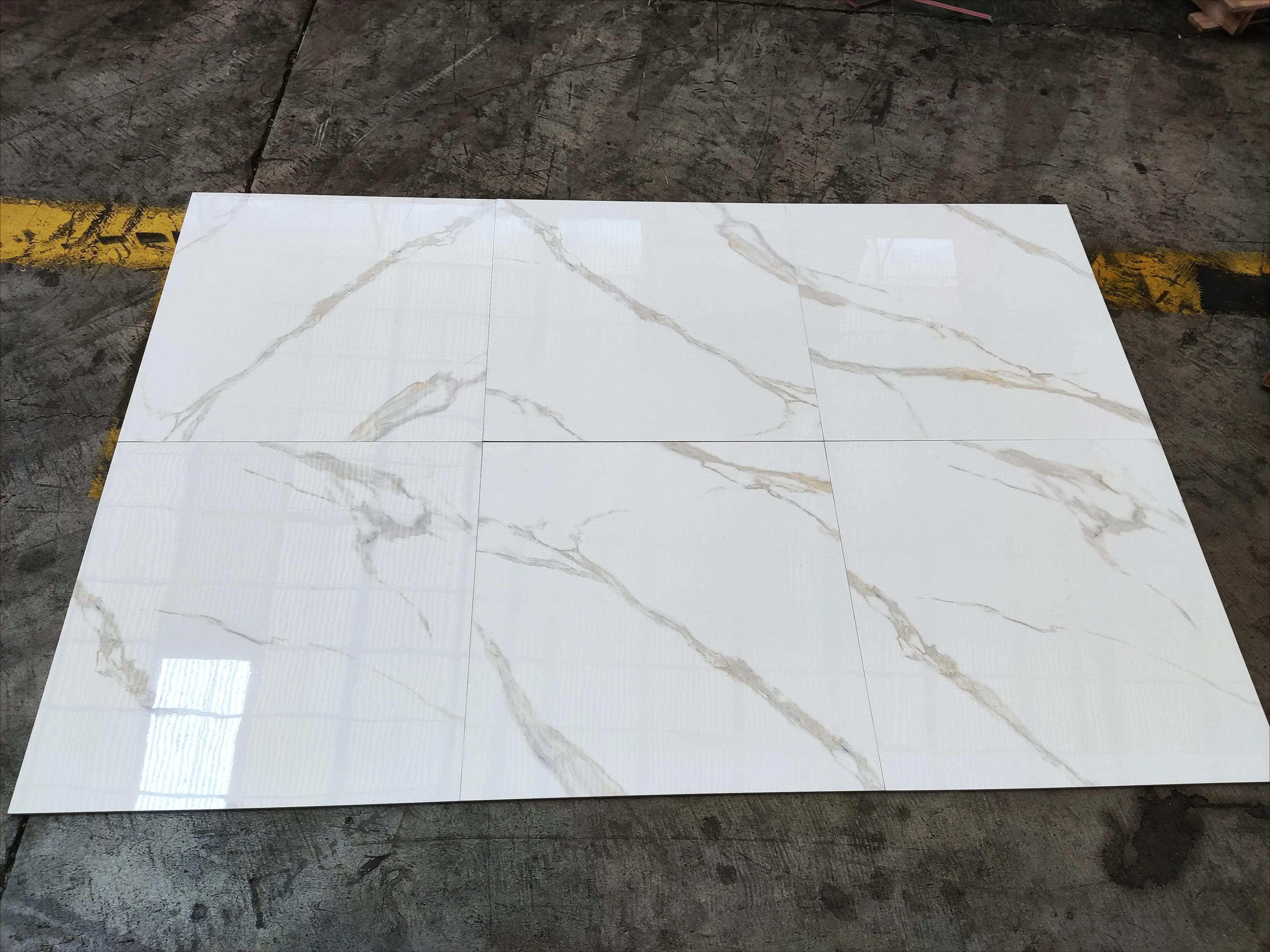 Golden Vein White Marble Tile Glazed Marble Look Ceramic Floor Tile ...