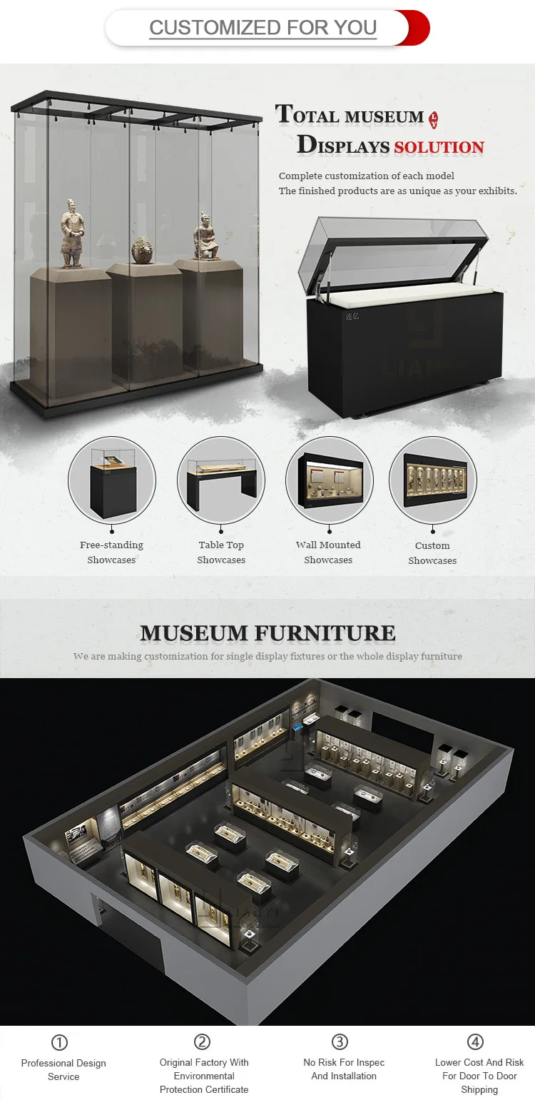 Wall Mounted Museum Showcase - Customizable Display Cabinet