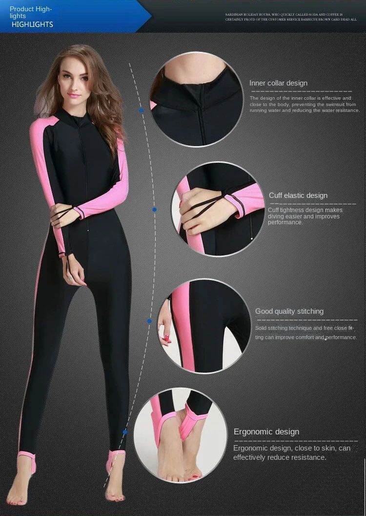 One-piece Spa Swimsuit Long-sleeved Diving Suit Women's Snorkeling ...