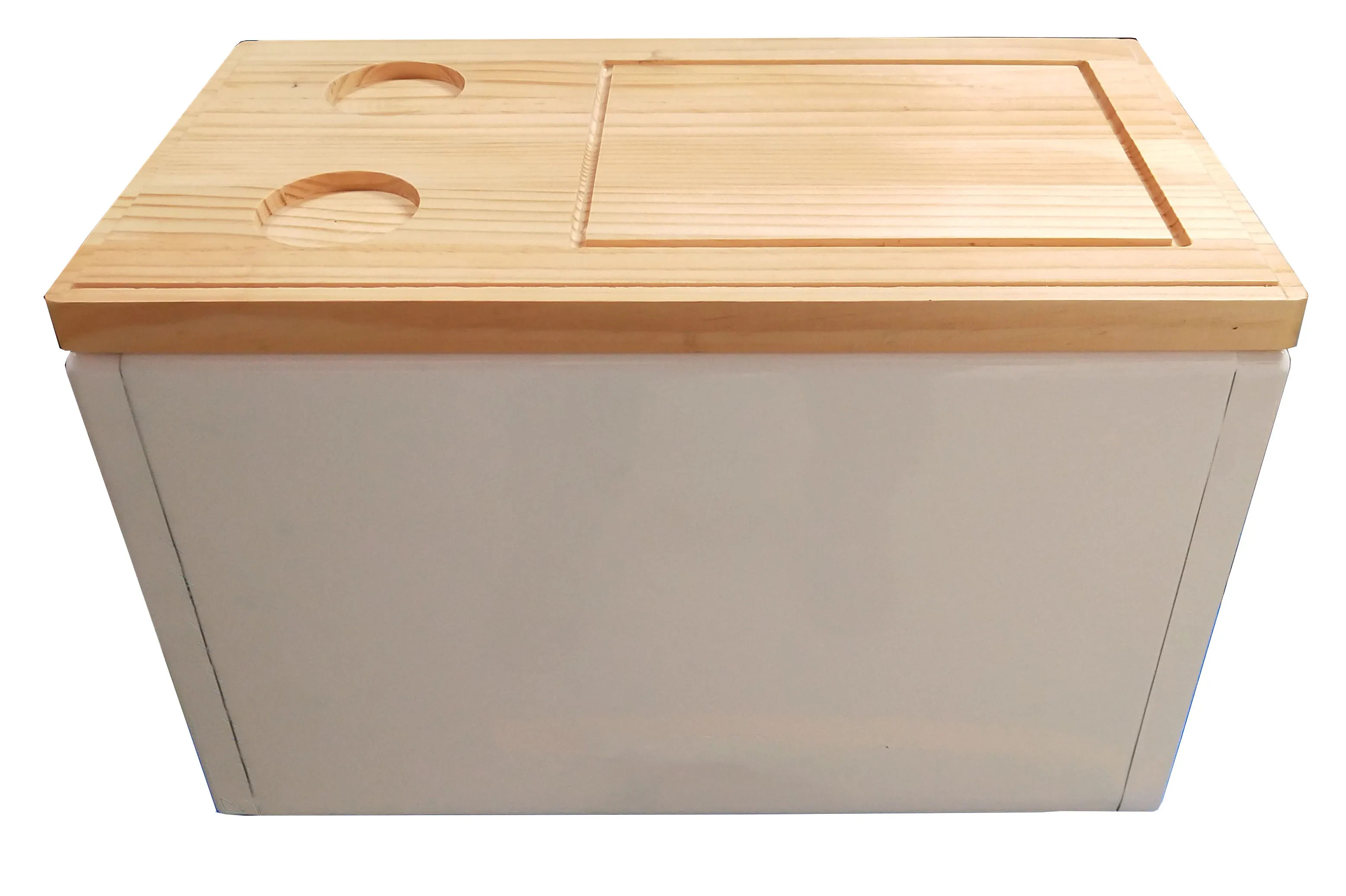 Wood Lid Cooler Box – 20L Metal & Wood Storage for Wine & Food, Eco ...