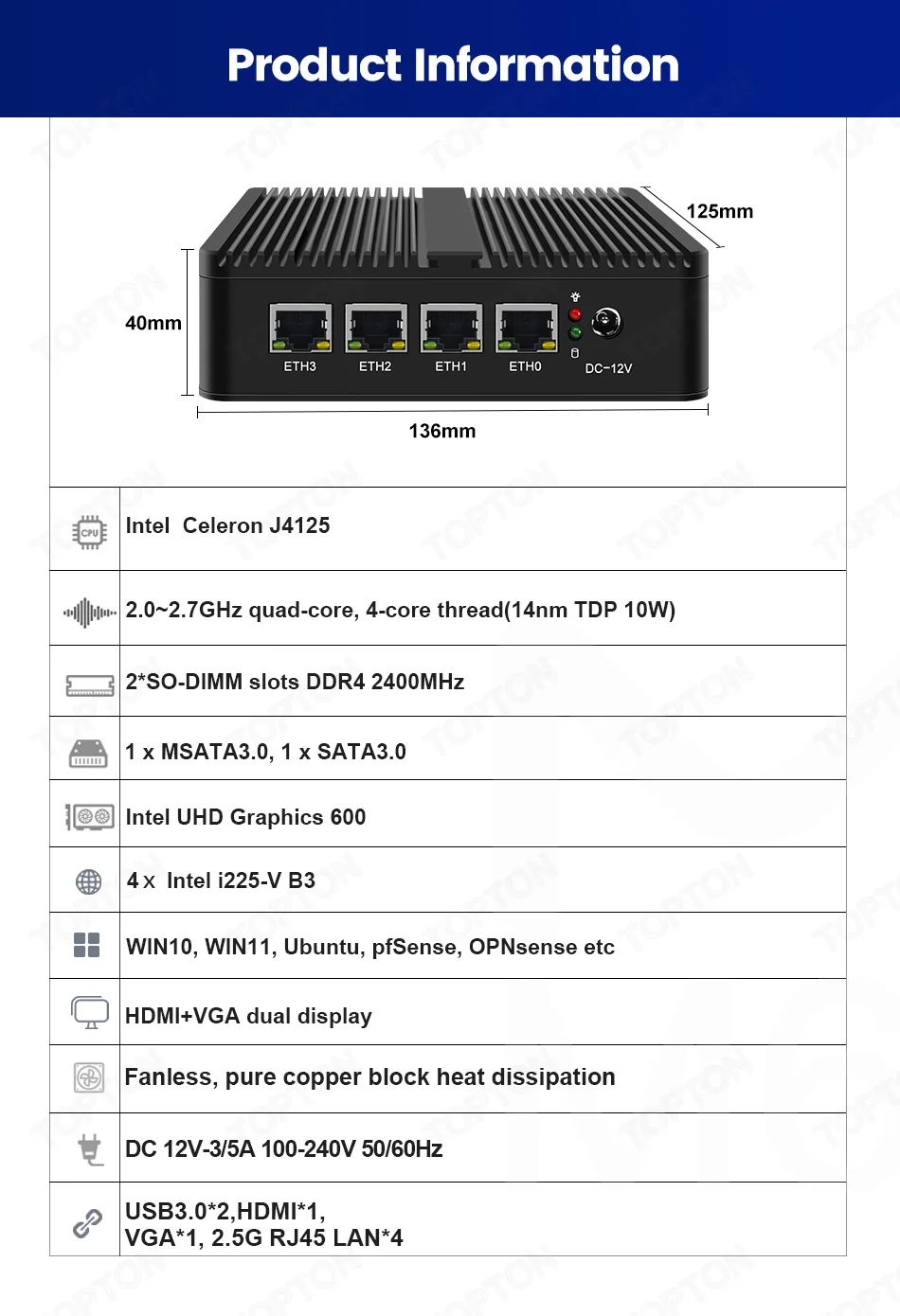 J4125 Fanless 2.5g Router Nano Mini Pc 4 Intel I226 I225 2.5gbe Nics ...