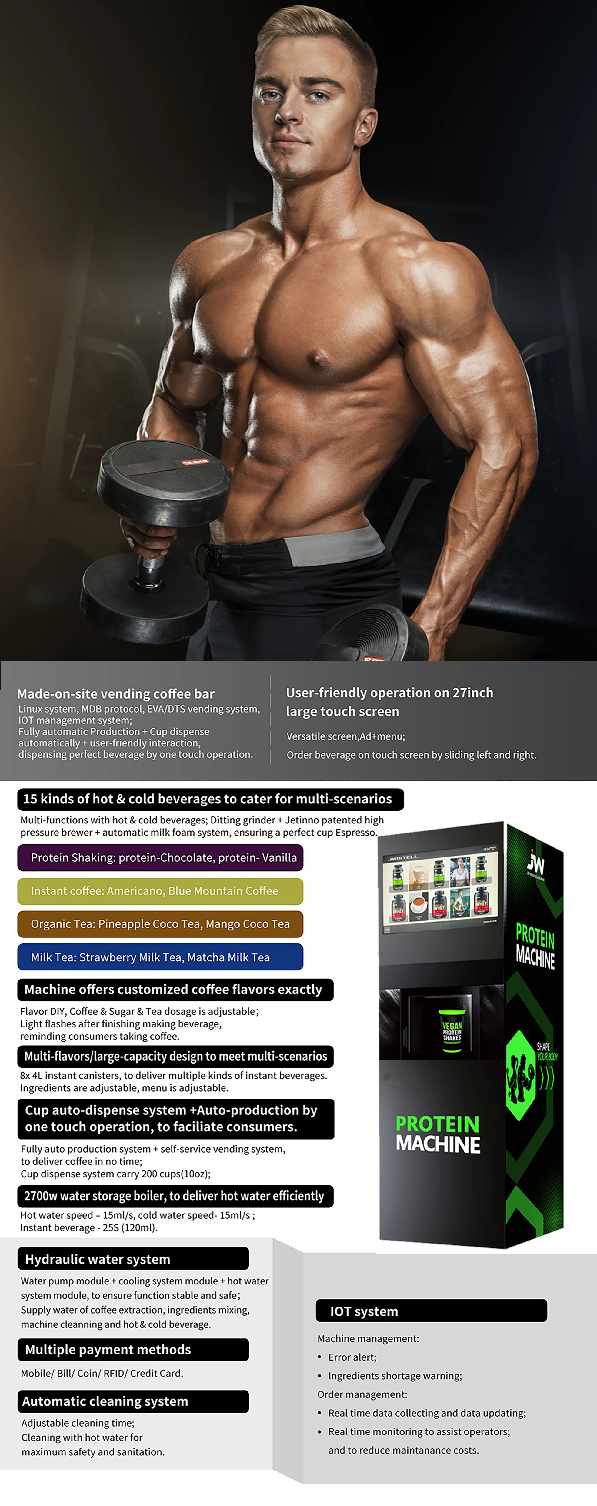 JW Fully Automatic Protein Shake Vending Machine - 24/7 Self-Service ...