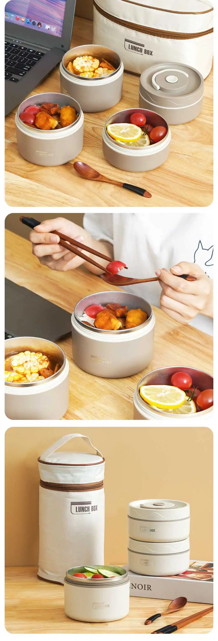 Cozy Using Kids Lunch Box School Stainless Steel Lunch Box Round Shape ...