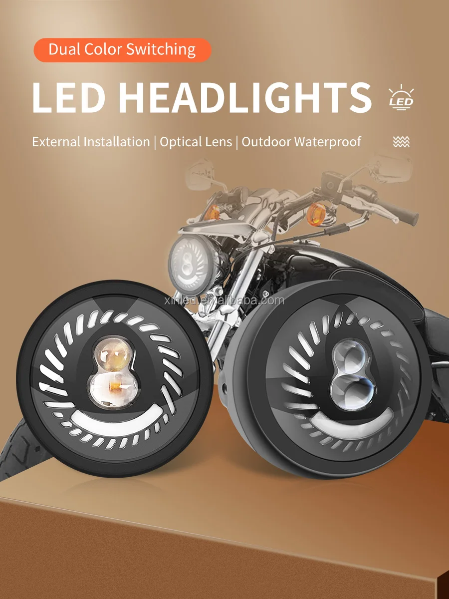 12V 24V 5.75 Inch Motorcycle Headlight 26W White Yellow High Low Beam ...