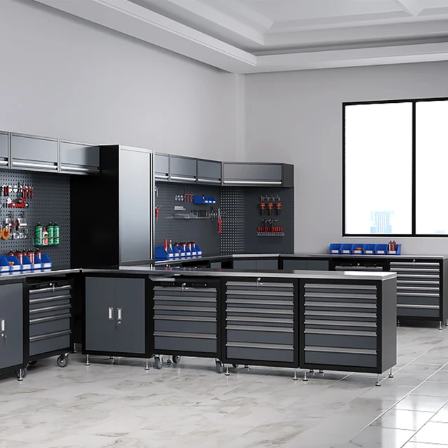 Garage Workstation Modular Tool Box Workbench Workshop Metal Garage ...