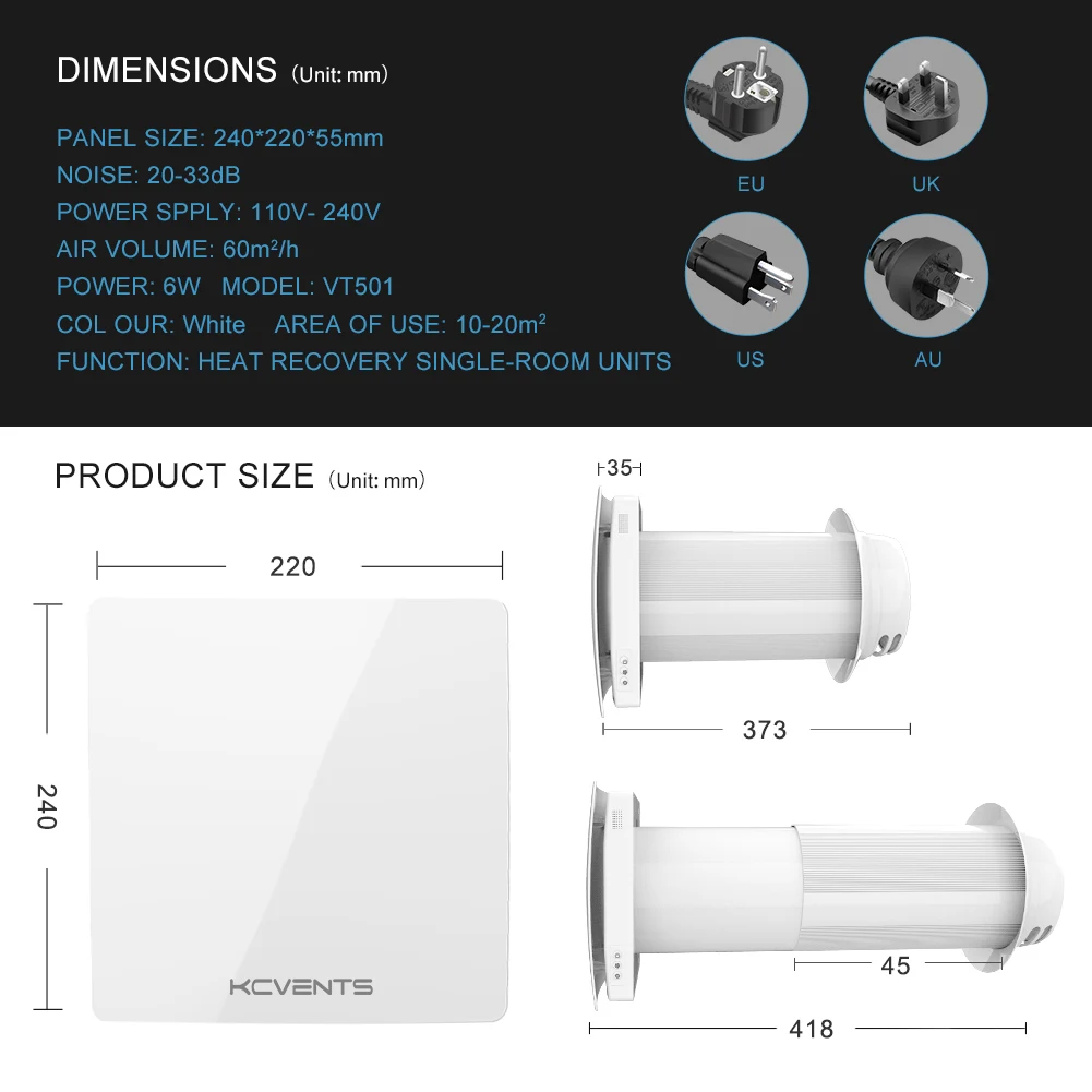 12V HRV Heat Recovery Ventilator System for Easy Installation ...