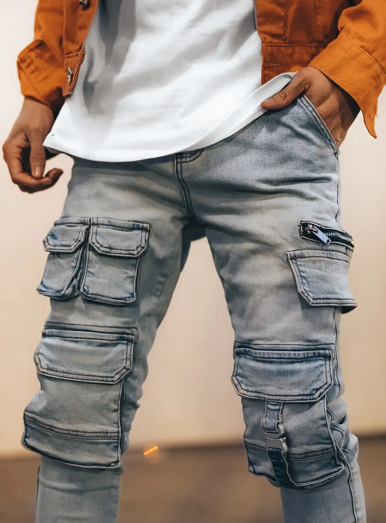 Diznew High Quality Men Denim Cargo Jeans Pants Fashion Custom Logo ...
