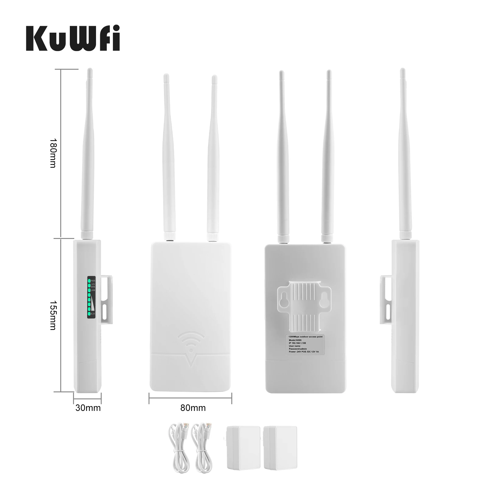 Kuwfi IP65 Wireless AP - 1200mbps Outdoor Wifi Router