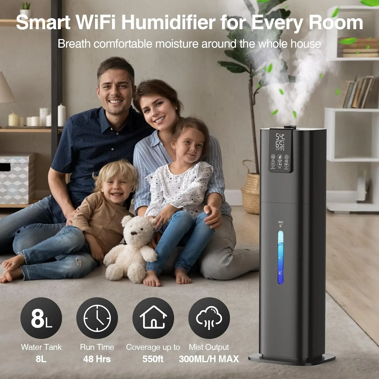 RUNAL Humificador De Ar 10L - Smart Ultrasonic Humidifier