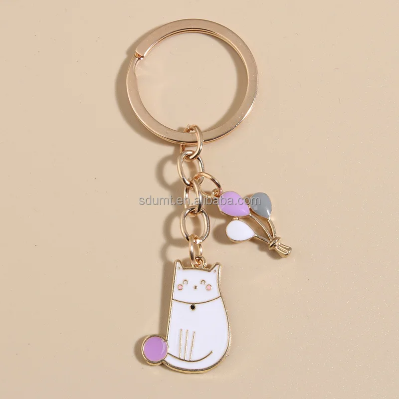 Cute Keychain Cat Heart Balloon Key Ring Enamel Key Chains Friendship ...