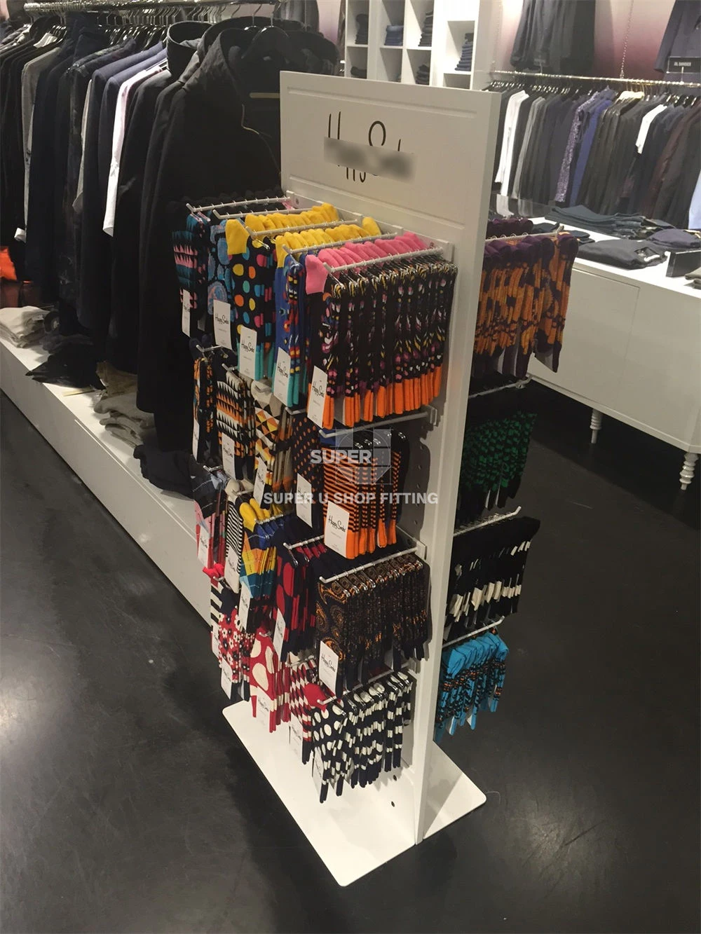 Custom Two-Sided Wood Socks Display Stands with Hooks - MDF Retail Sock ...