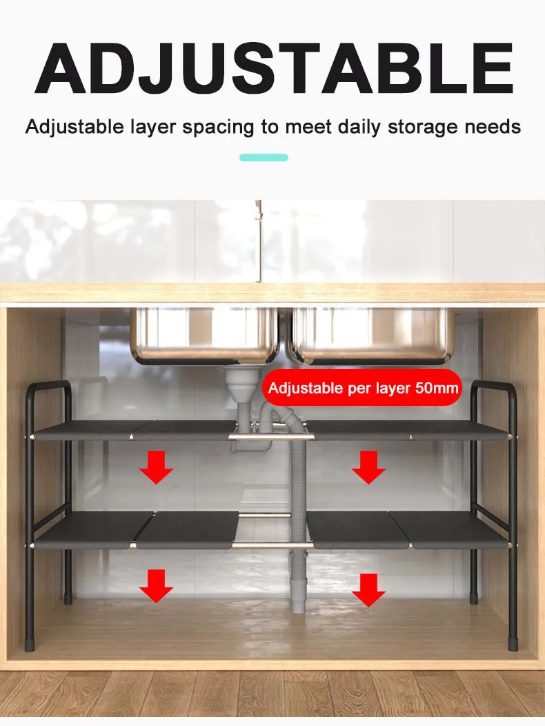 Kitchen Sink Rack Storage Organizer Shelf Under Sink Kitchen Rack Under ...