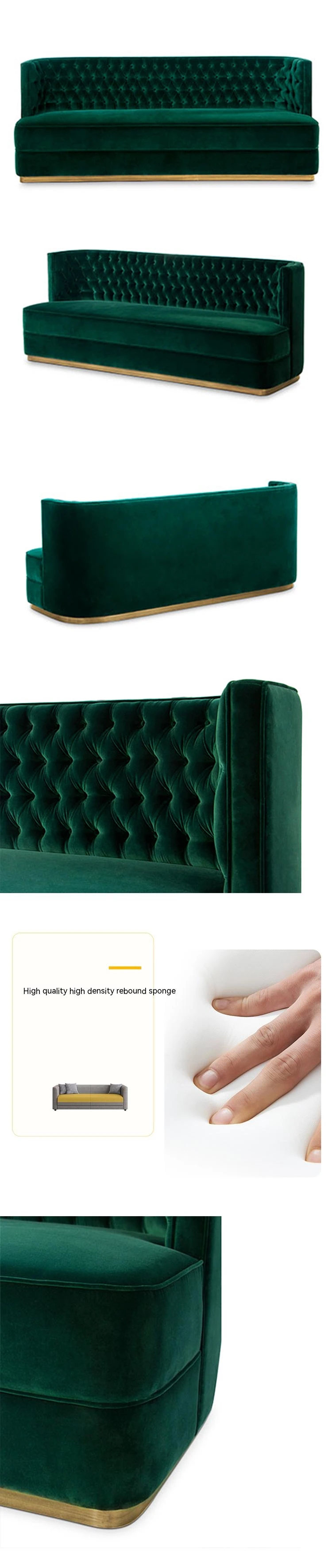 Green Round Sofa Button Tufted Velvet Booth for Restaurants