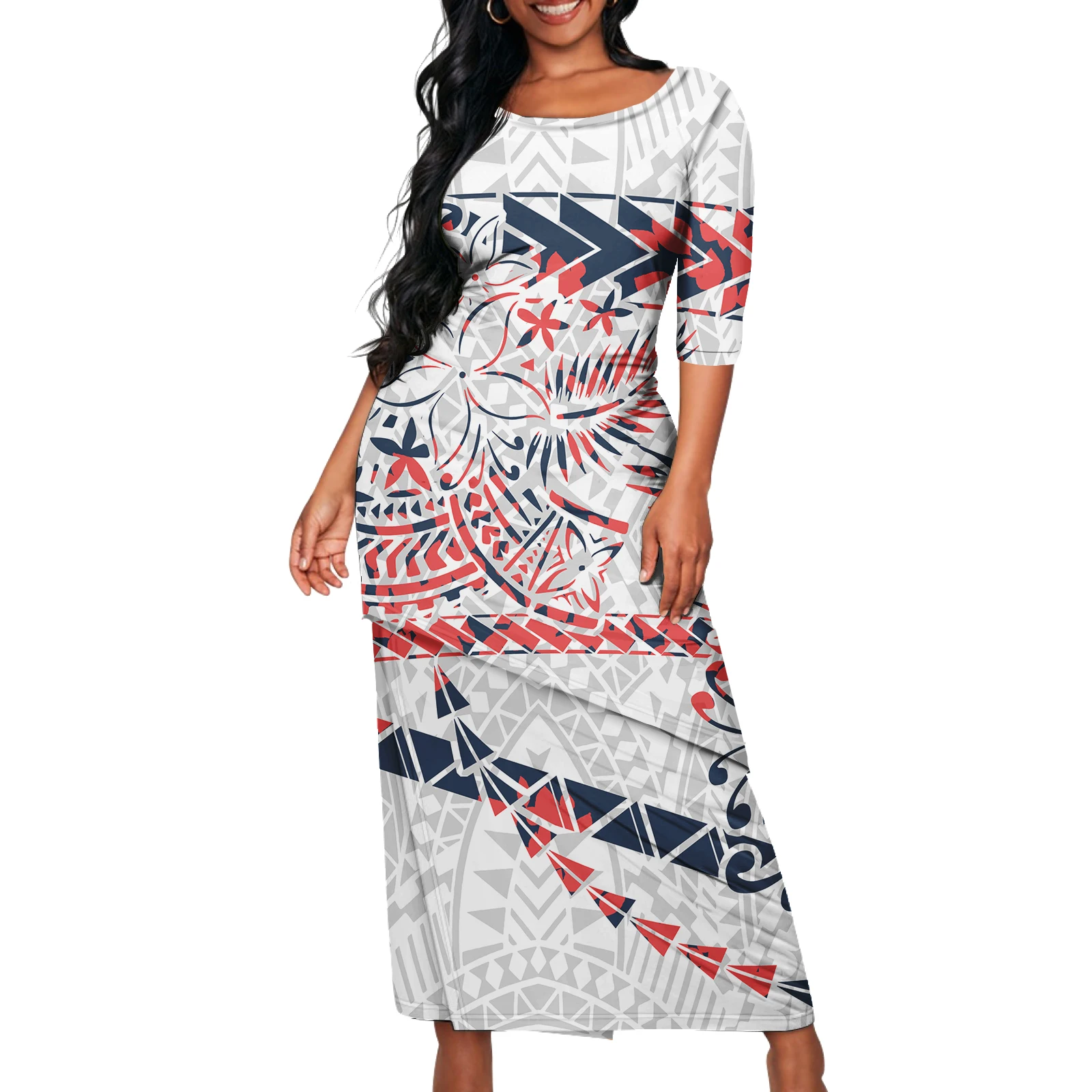 Samoa Puletasi Polynesian Tribal Fiji Print Custom Ladies Plus Size Women's Sets Church Dress ...