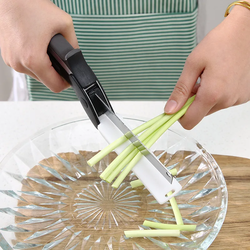 2-in-1 Clever Stainless Steel Kitchen Scissor Smart Food Chopper Cutter ...