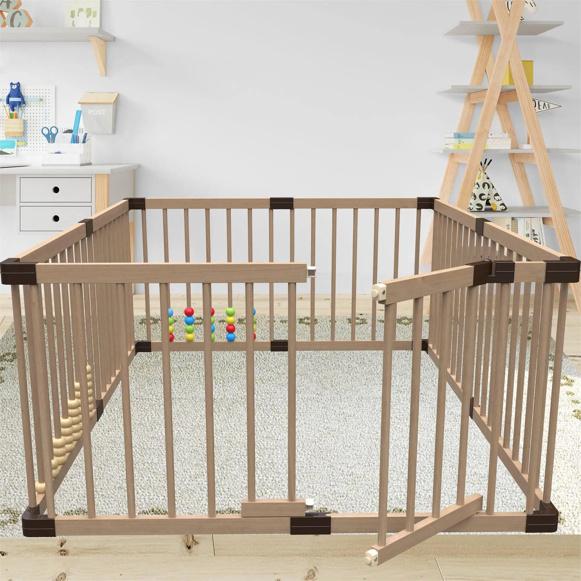 Cheap High Quality Wooden Playpen For Babies And Toddlers In Baby Gate ...
