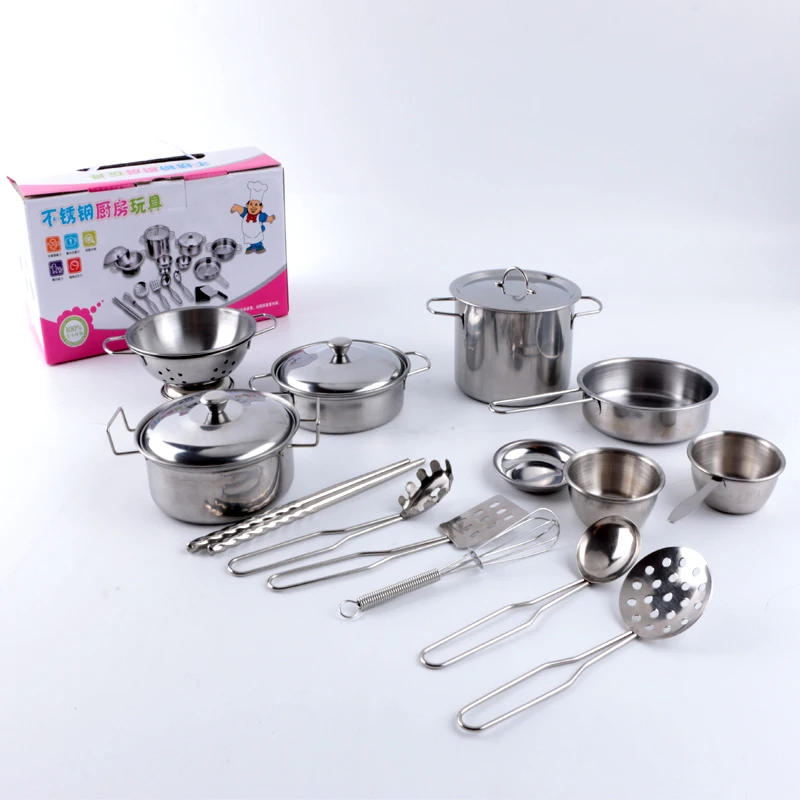 Stainless Steel Kitchen Cookware Set Model Play House Simulation ...
