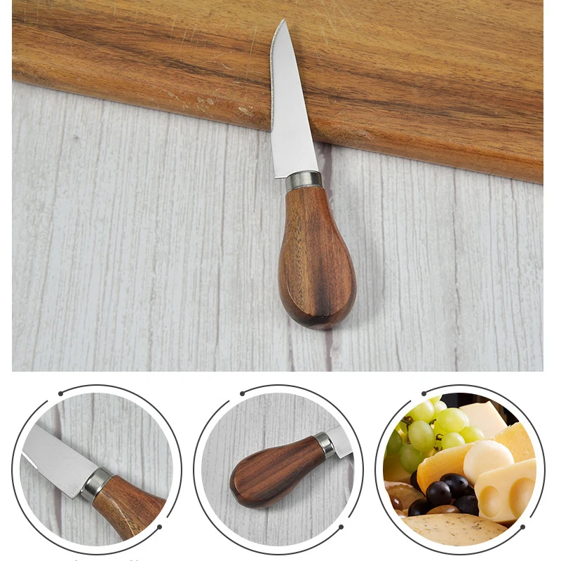 Acacia Wood Handle Cheese Knives With Cheese Slicer Cutter Fork ...